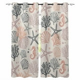 Coral Pink Grey Coastal Blackout Curtains 63 Inches Long, Summer Beach ...
