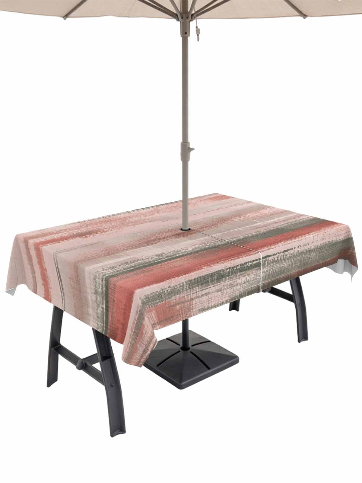 Coral Pink Paint Rectangle Outdoor Tablecloth with Umbrella Hole ...