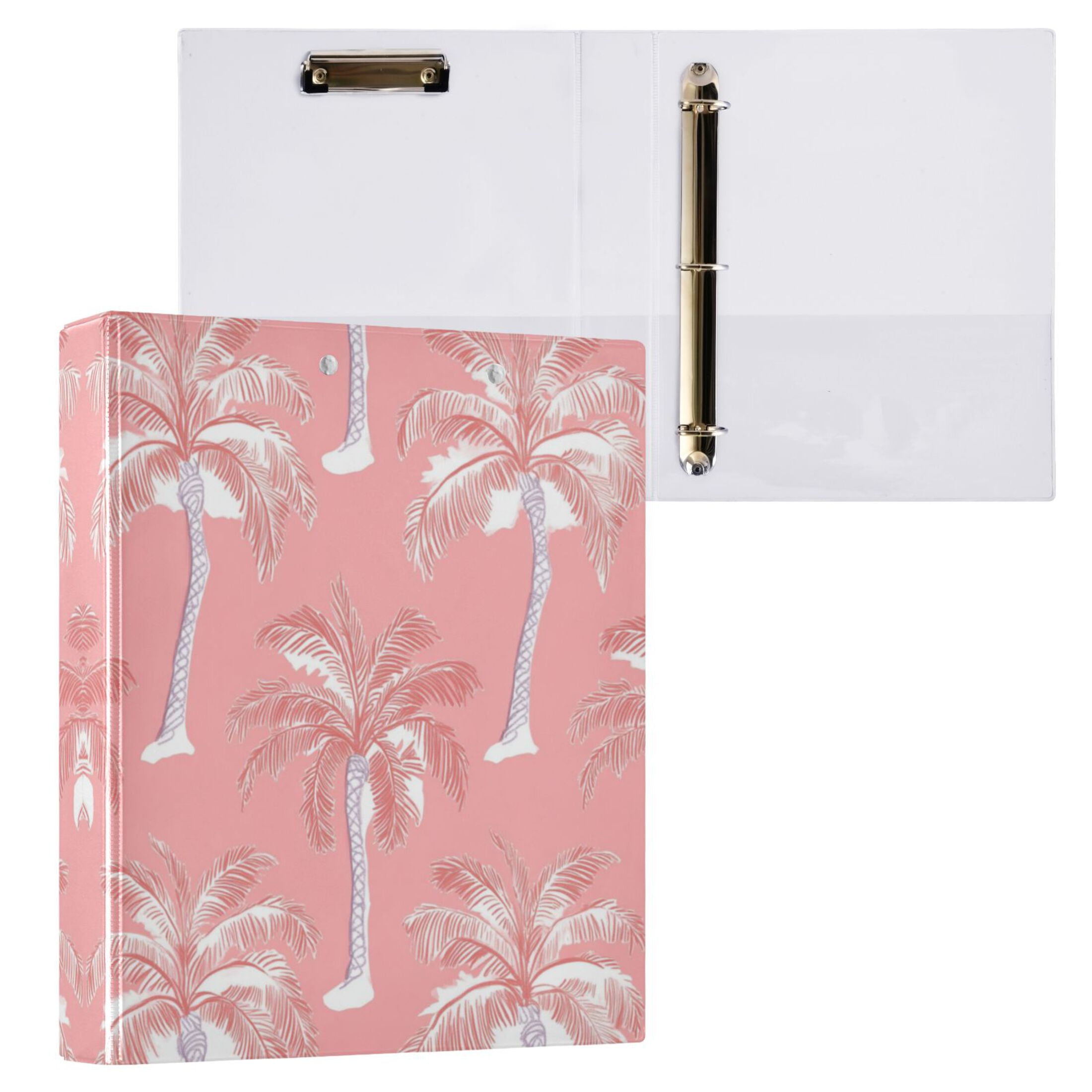 Coral Pink Palm Tree 3 Ring Hardcover Binders 1.5in Round Rings for ...
