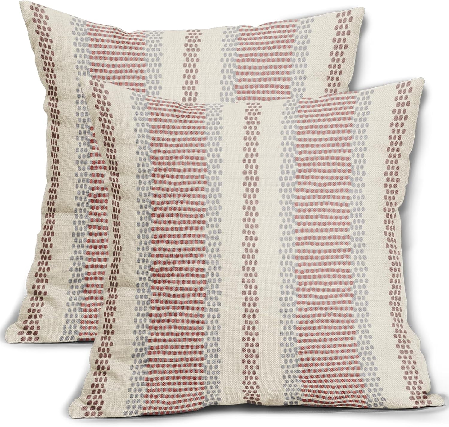Coral Pink Pillow Covers 20x20 Set of 2 Gray Grey Dot Print Striped ...