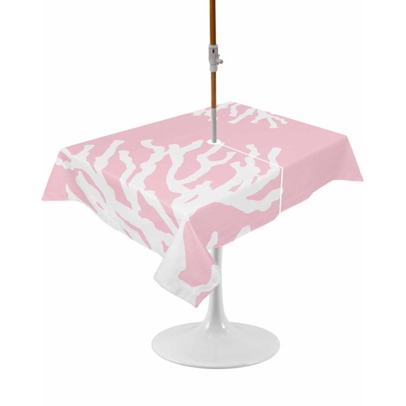 Coral Pink Rectangle Outdoor Tablecloth, Waterproof Table Cloth Cover ...