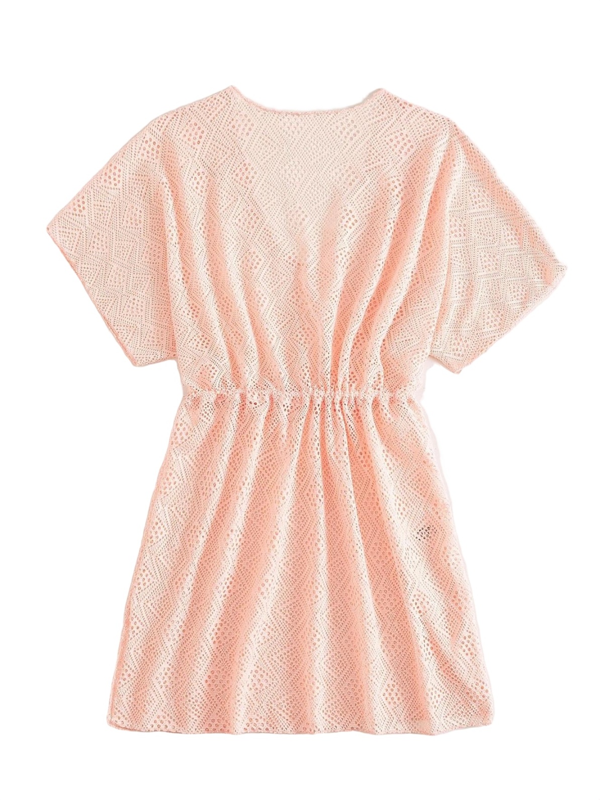 Coral Pink Solid Split Deep V Neck Women's Cover Ups - Walmart.com