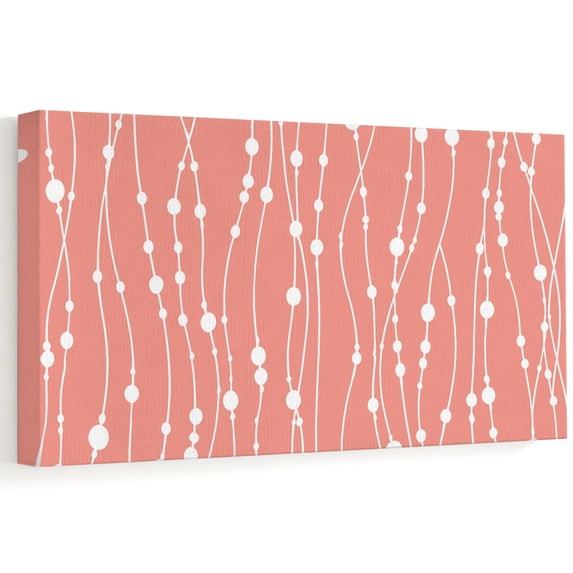 Coral Pink Wavy Lines Canvas Wall Art, Modern Pastoral Abstract ...