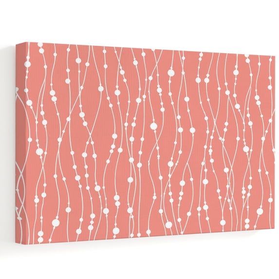 Coral Pink Wavy Lines Canvas Wall Art, Modern Pastoral Abstract ...