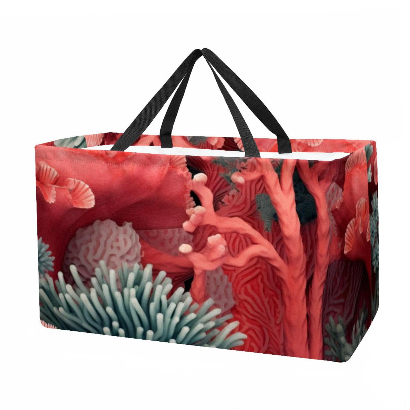 Coral Portable Reusable Collapsible Bucket Picnic Basket Grocery ...