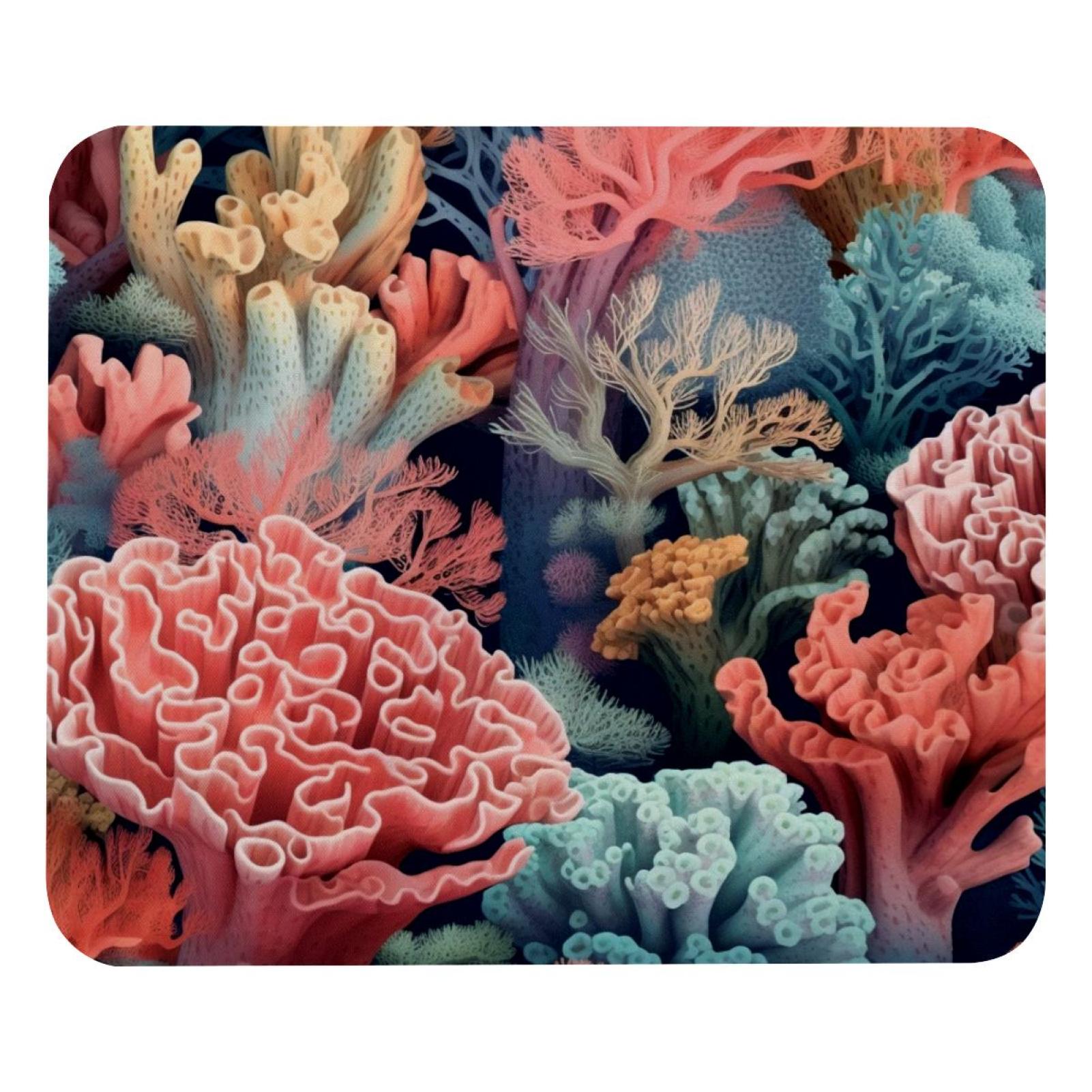 Coral Printed Square Desk Pad, 8.3x9.8 Inch Non-Slip Rubber Bottom Gaming Mousepad, Desk Mat for ...