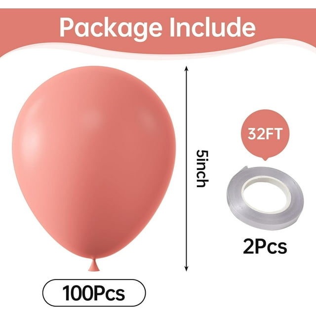 Coral Red Balloons,100 Pcs 5 Inch Mini Matte Latex Balloons For Balloon ...