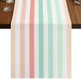 Coral Red Cyan Stripes Table Runner 36 Inches Long, Minimalist Abstract ...