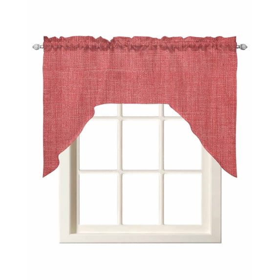 Coral Red Linen Swag Valances for Windows 56 x 36 Rod Pocket Light ...