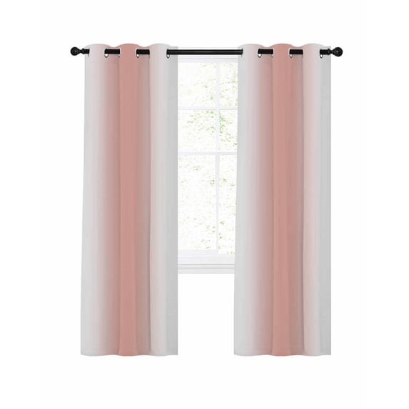 Coral Red White Blackout Curtains, Light Blocking Print Window Curtains ...