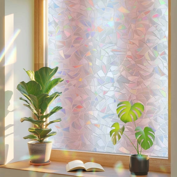 Coral Red White Privacy Window Film,Decorative Stained Glass Window ...