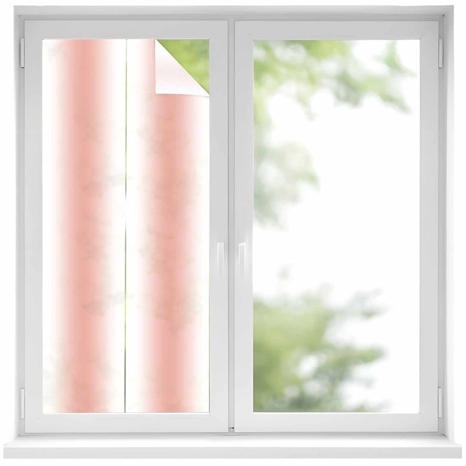 Coral Red White Window Privacy Film, Modern Gradient Vertical Stripes ...