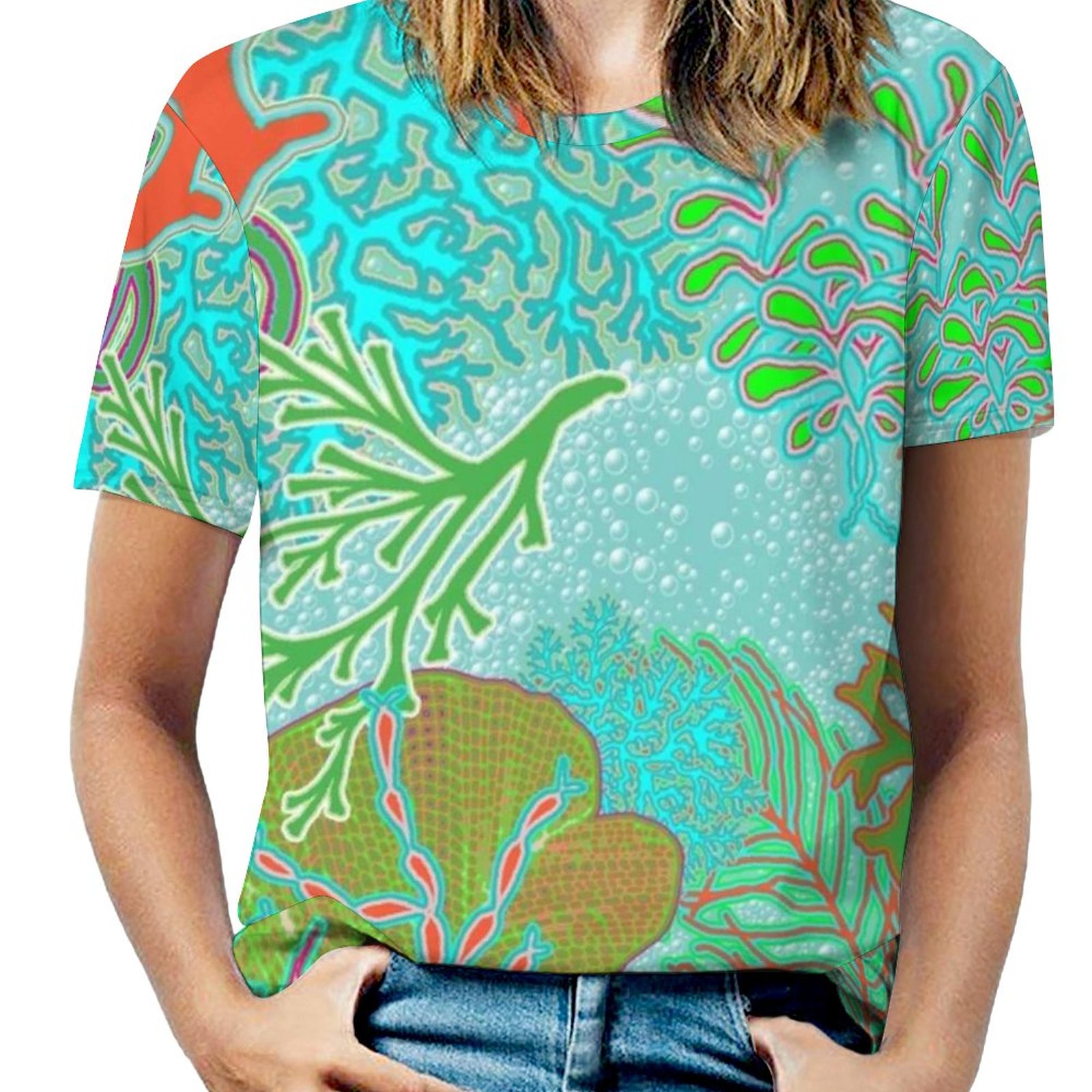 Coral Reef By Hollyce Jeffriess New Fashion Zip Off Shoulder Top Short ...