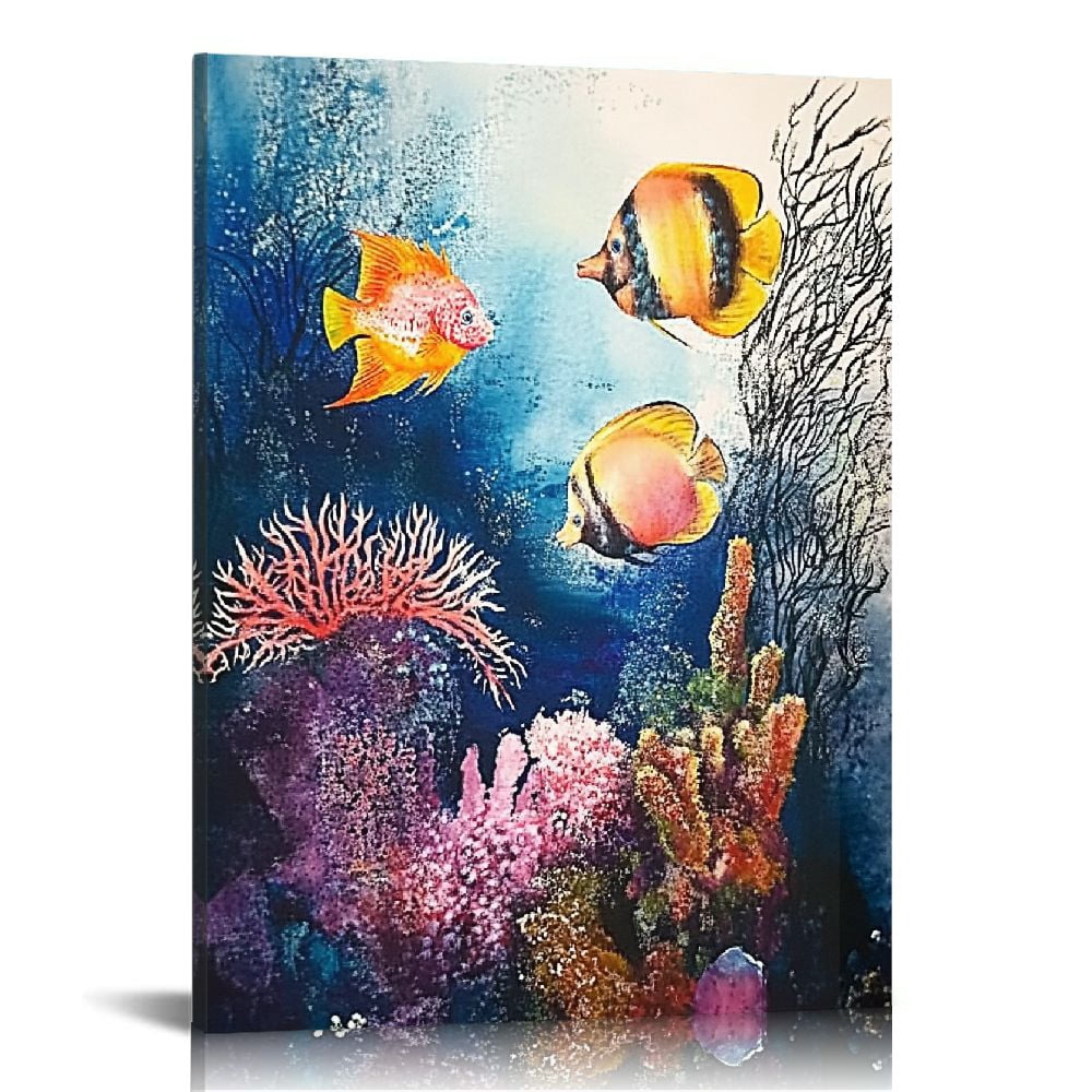 Coral Reef Fish Art Print Coral Reef Fish Art Print - 12x16" Colorful ...