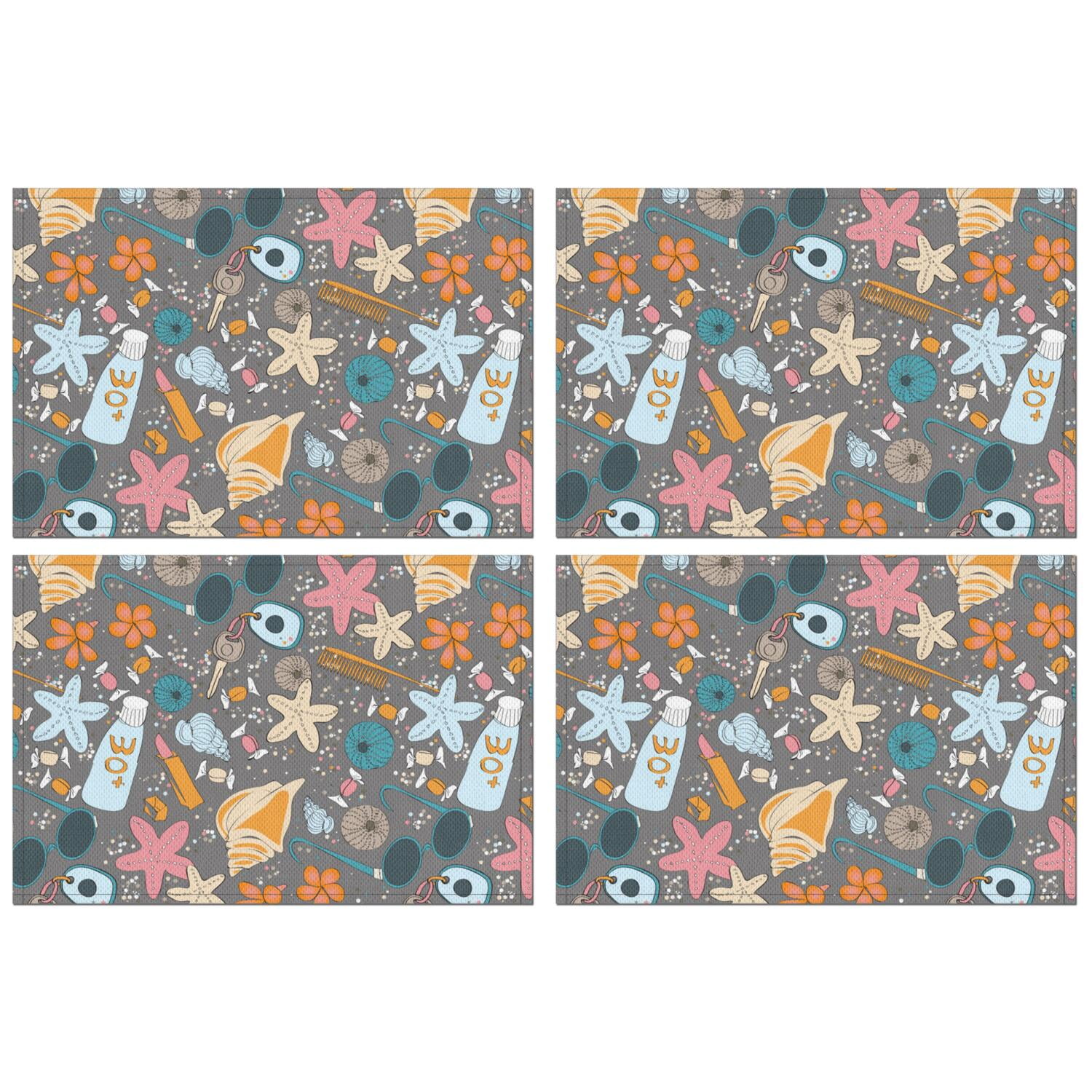 Coral Reef Inspired Placemats Set of 4, Flax Heat Resistant Table Mats ...