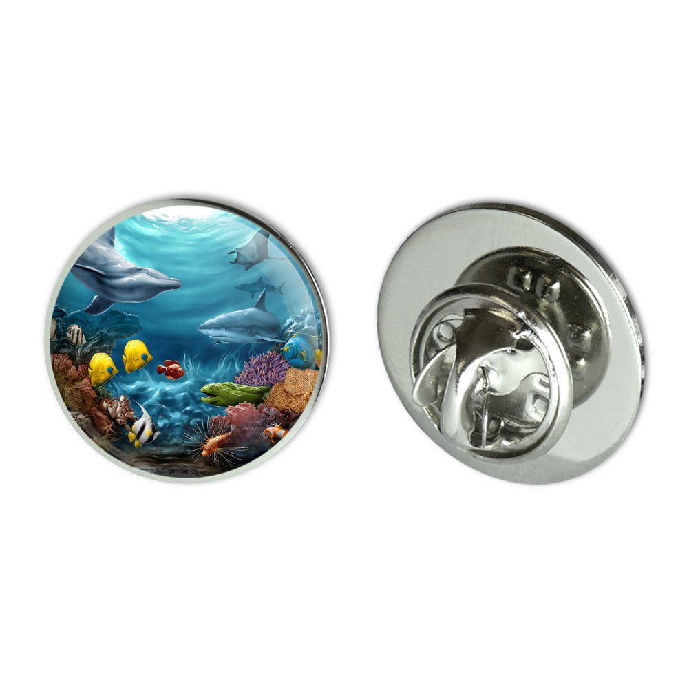 Coral Reef Ocean Scene Dolphin Turtle Shark Stingray Fish Metal 0.75 ...