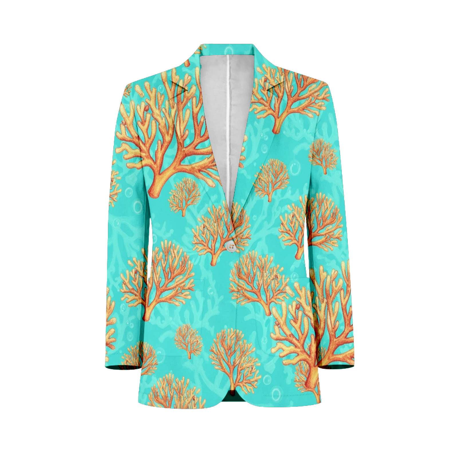 Coral Reef Pattern Print Mens Suits Shawl Collar Slim Fit Suit Mens ...