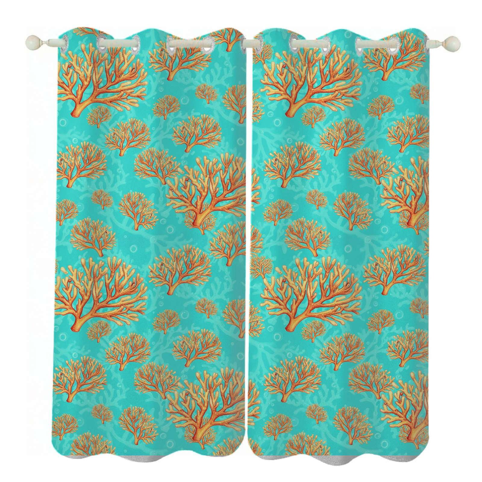 Coral Reef Pattern Print Sunshade Curtains Home Bedroom Living Room ...