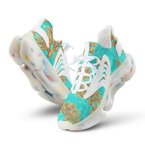 Coral Reef Pattern Print Walking Shoes for Men Woman Lightweight Tennis ...