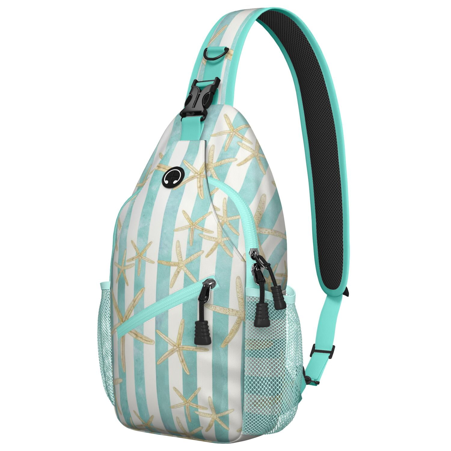 Coral Reef Sling Backpack - Starfish Marine Pattern Chest Bag with 5 ...