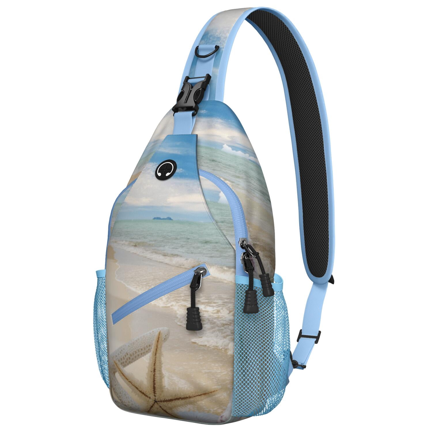 Coral Reef Sling Backpack - Starfish Marine Pattern Chest Bag with 5 ...