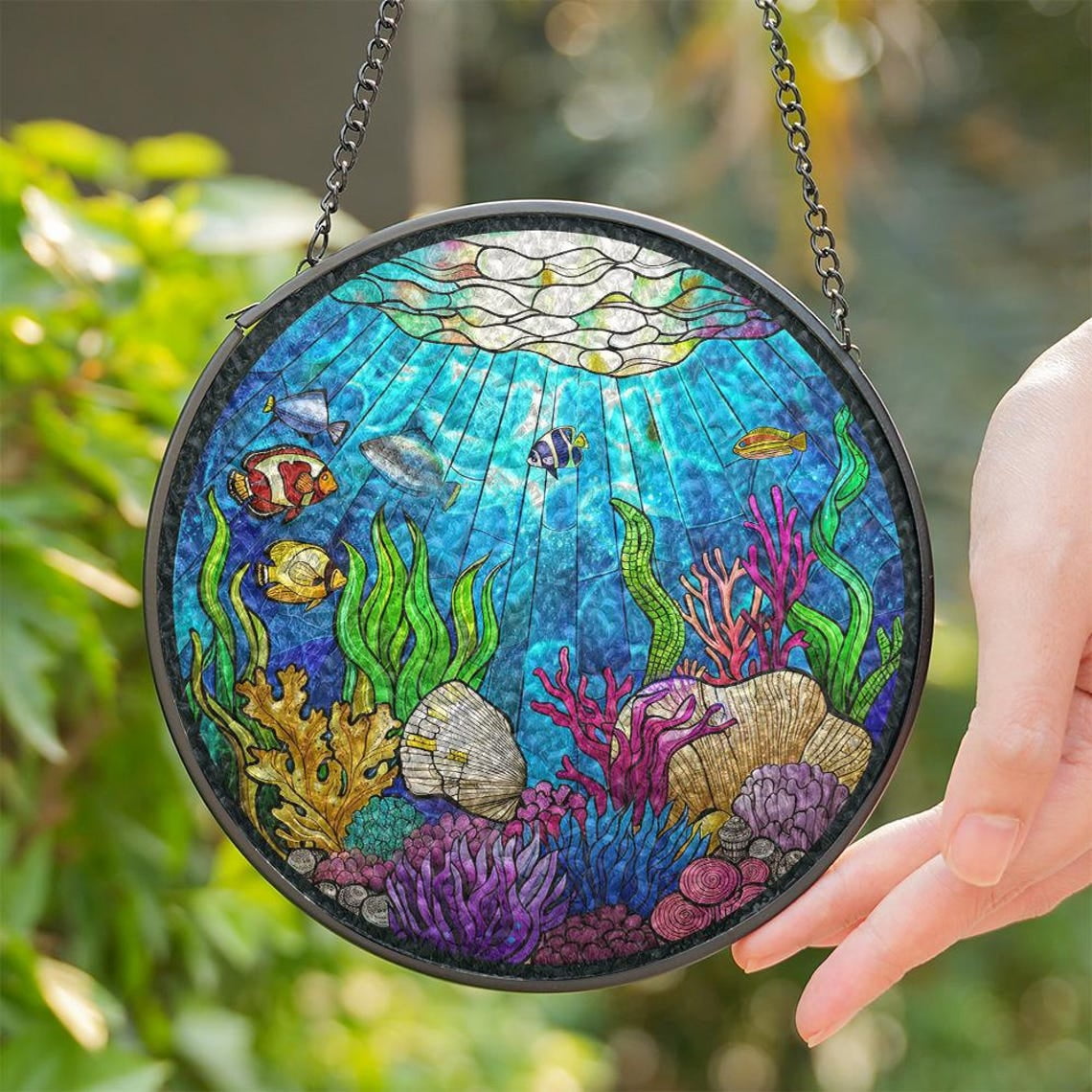 Coral Reef Suncatcher, Ocean Marine Decor, Sea Life Window Hanging v3 ...