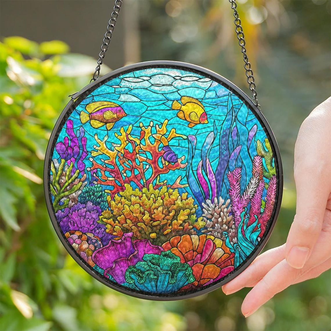 Coral Reef Suncatcher, Ocean Marine Decor, Sea Life Window Hanging v4 ...