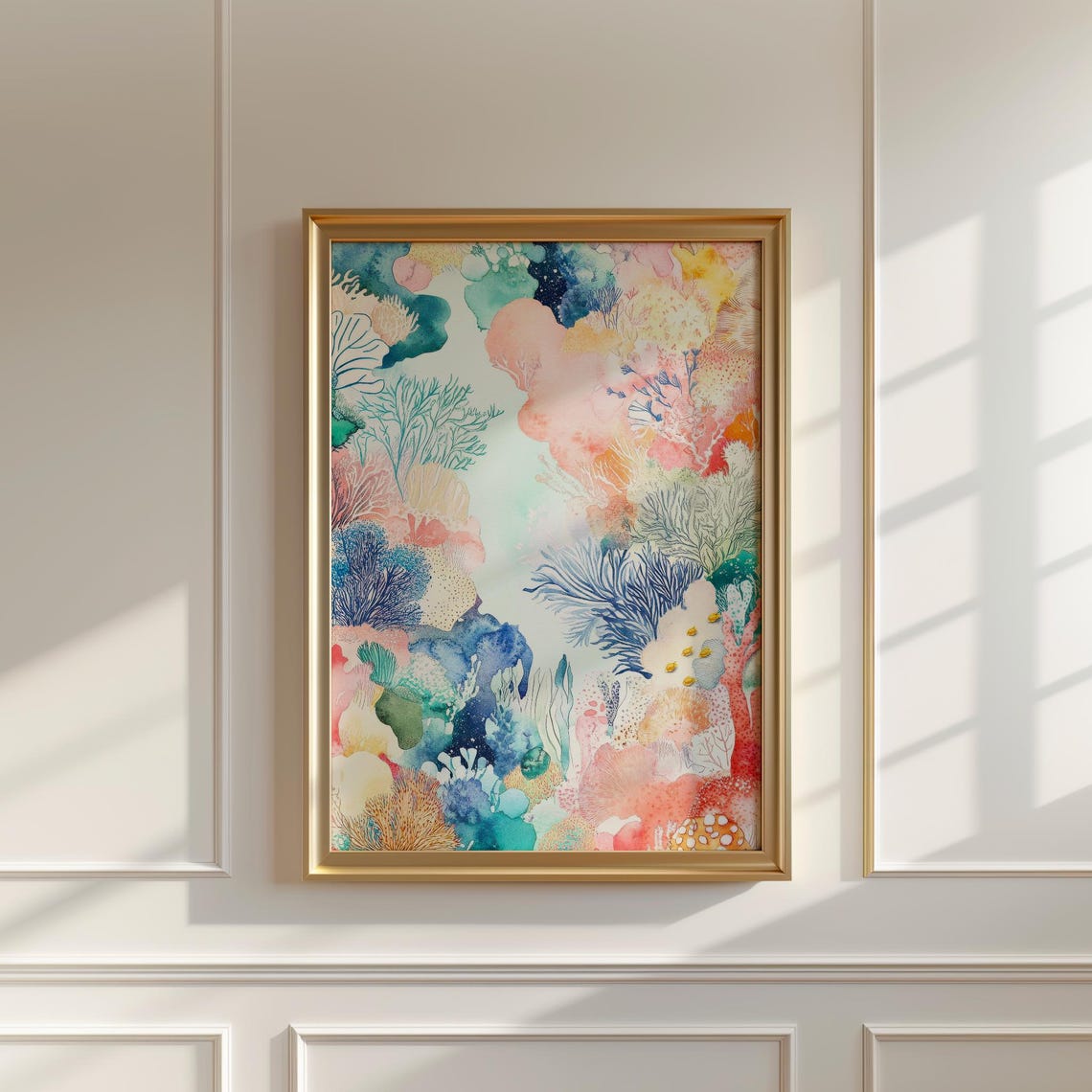 Coral Reefs Ascend Art Print, Vibrant Beach Ocean Colorful Marine Life ...