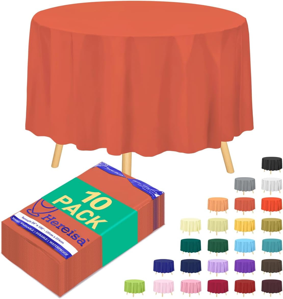 Coral Round Disposable Plastic Tablecloth 84 Inch [10-Pack] - Bulk ...