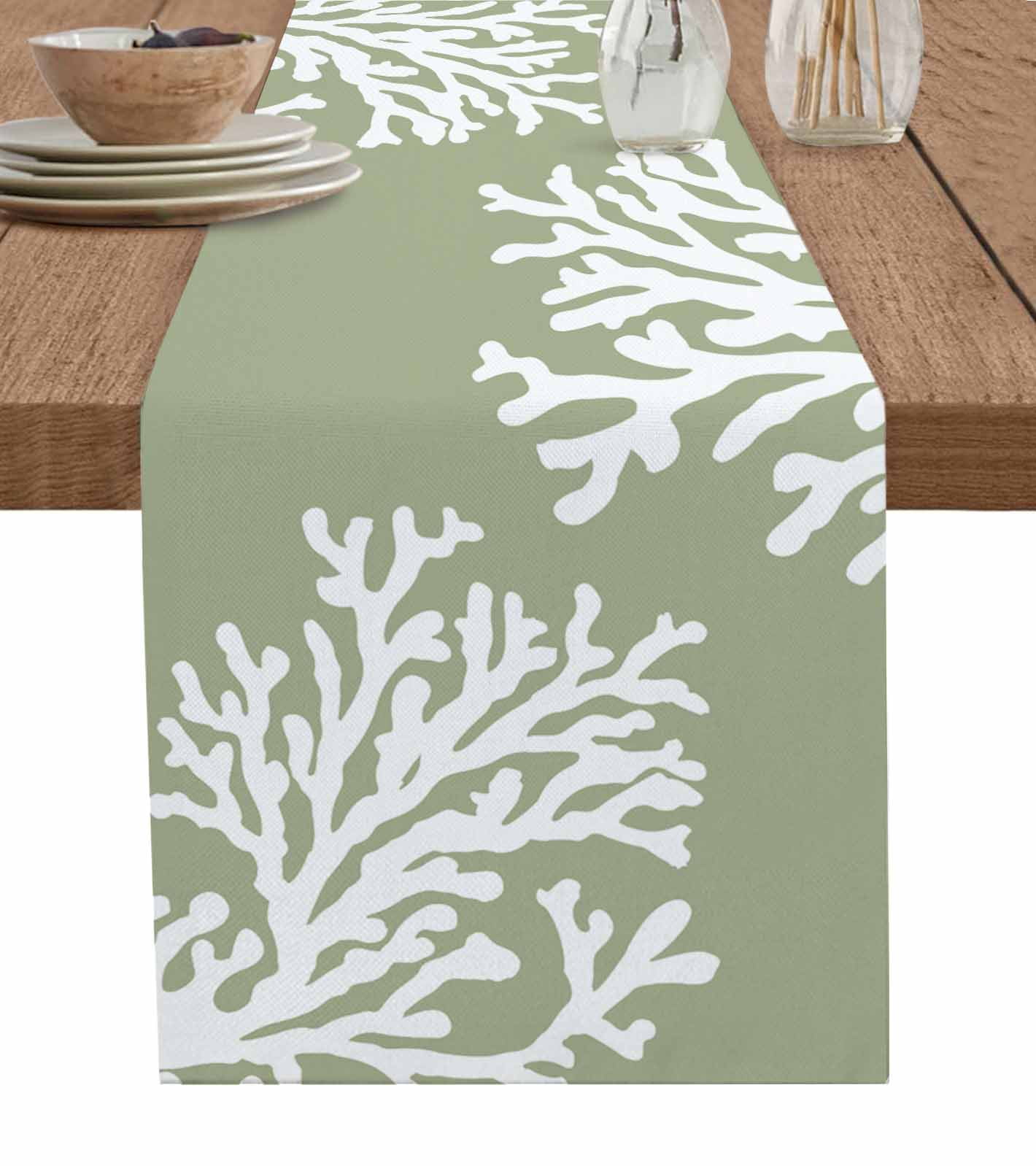Coral Sage Green Table Runner Home Wedding Table Mat Centerpieces ...