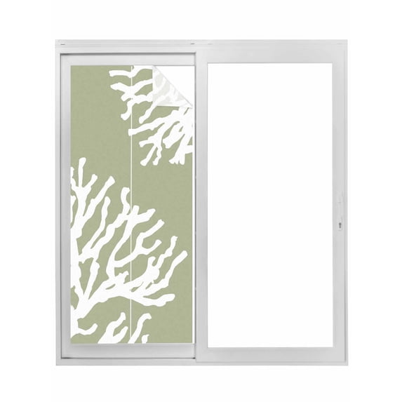 Coral Sage Green Window Privacy Film, Coastal White Ocean Marine ...