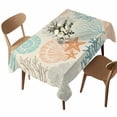 Coral Sea Snail Starfish Rectangle Tablecloth Green Orange Costal ...