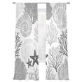Coral Sea Snail Starfish Sheer Curtains 84 inches Long, Grey Black ...