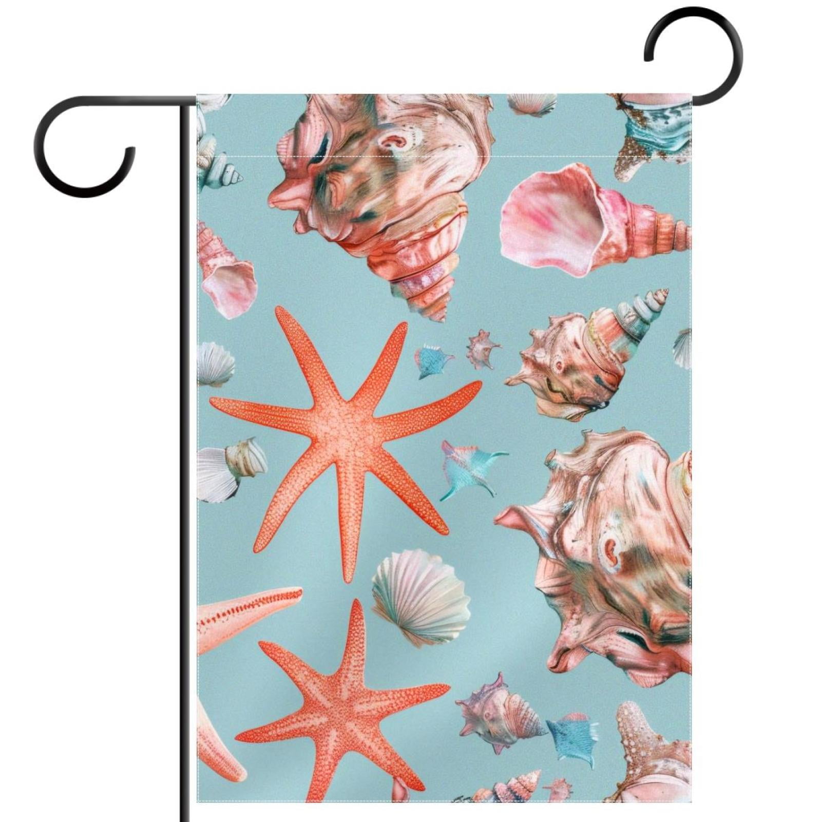 Coral Sea Star Conch Ocean Art Pattern Welcome Garden Flags, 12 x 18 ...