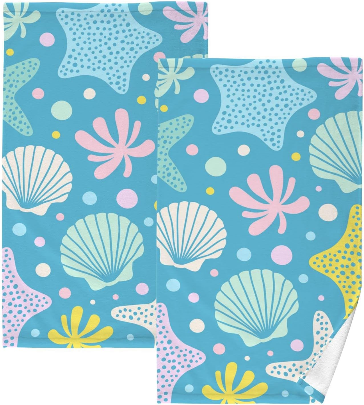 Coral Seashell Towels Set of 2, Super Soft Absorbent Hand Towel ...
