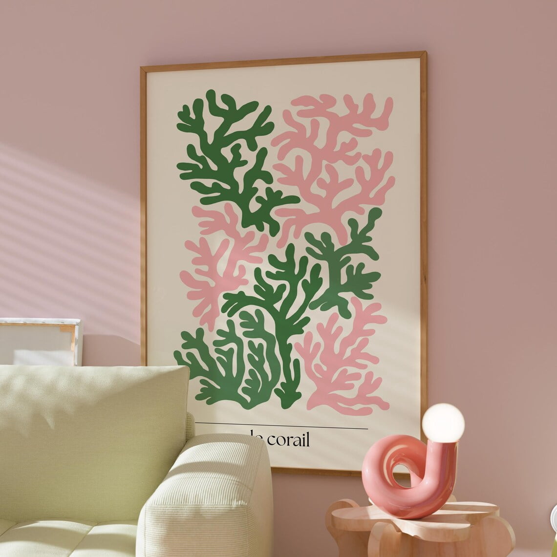 Coral Seaweed Green And Pink Coastal Poster Unframed Paper Print ...