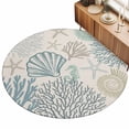 Coral Shell Area Rugs 3.3' (Round) Blue Starfish Floor Rug Non Slip Low ...