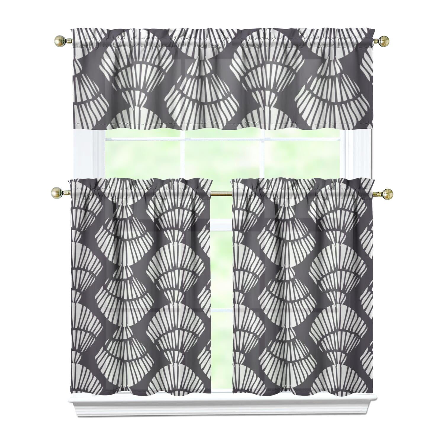 Coral Shell Curtains Set Seashell Beach Tropical Marine Starfish Fish ...