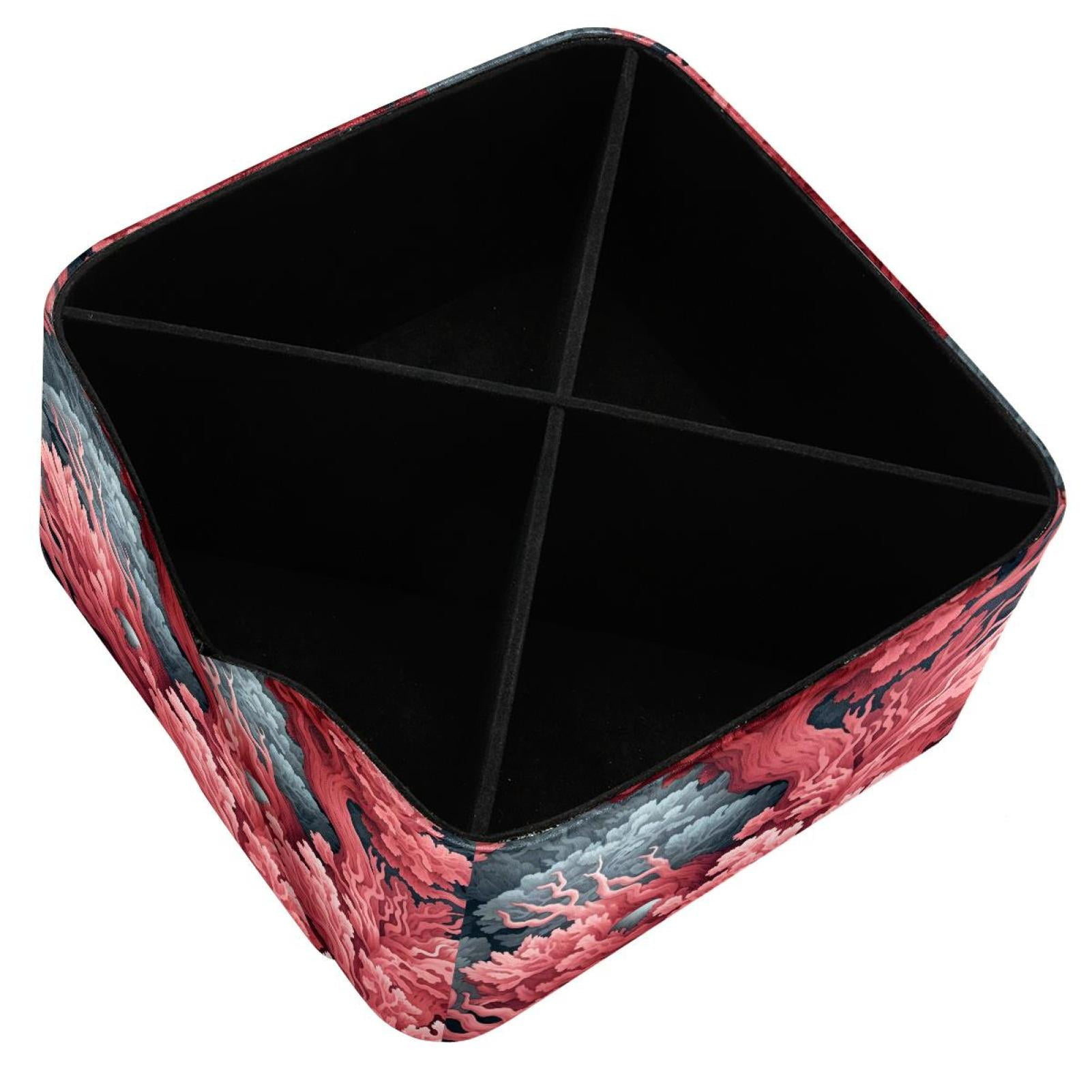 Coral Square Pencil Case with 4 Compartments, Removable Dividers, Brush ...