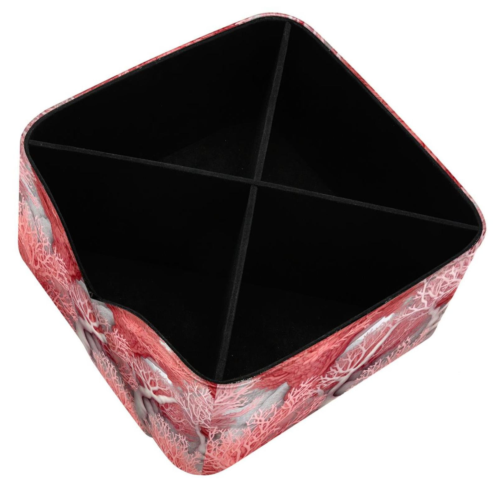 Coral Square Pencil Case with 4 Compartments, Removable Dividers, Pen ...