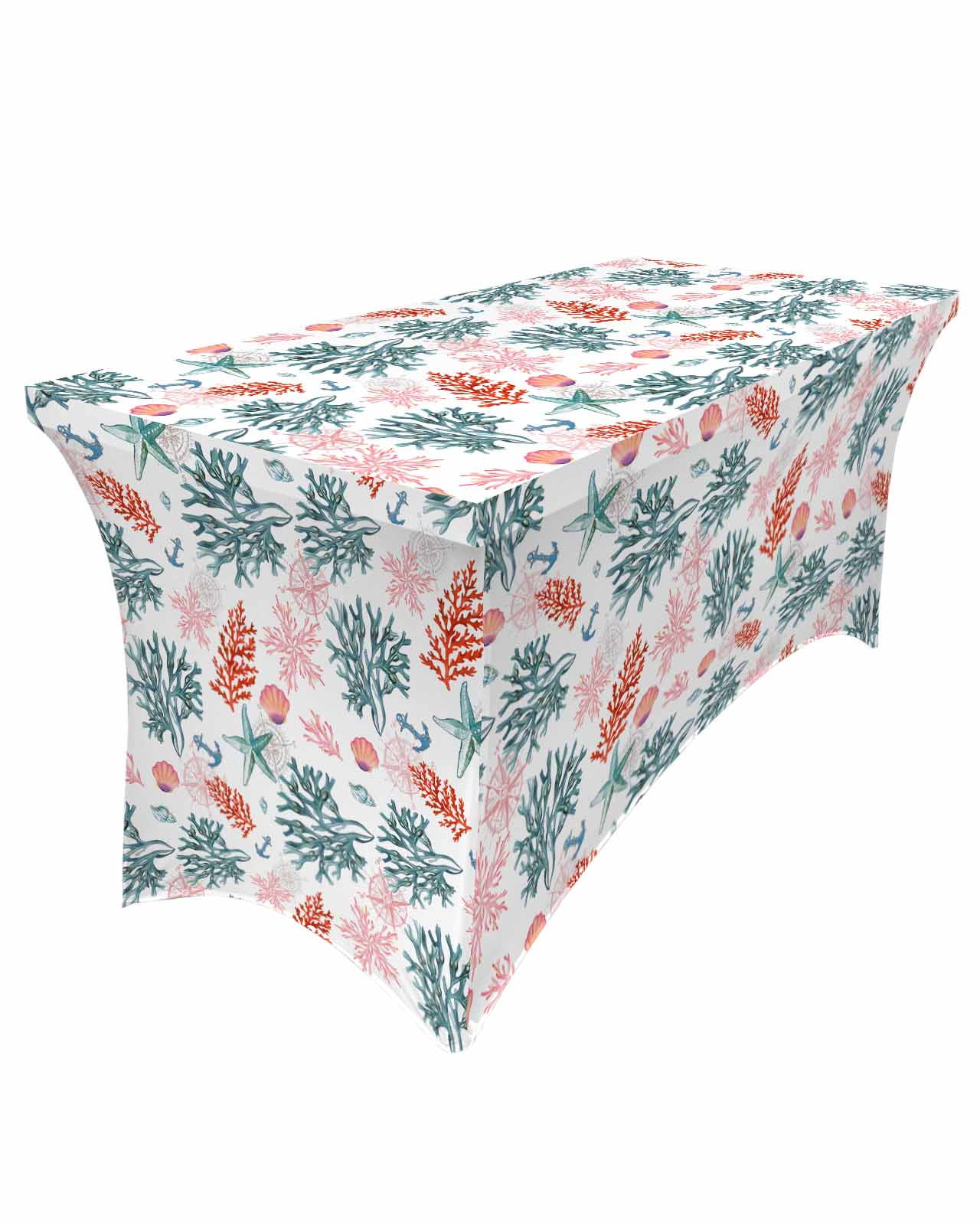Coral Star Anchor Shell Elastic Table Skirt Wedding Birthday Table ...