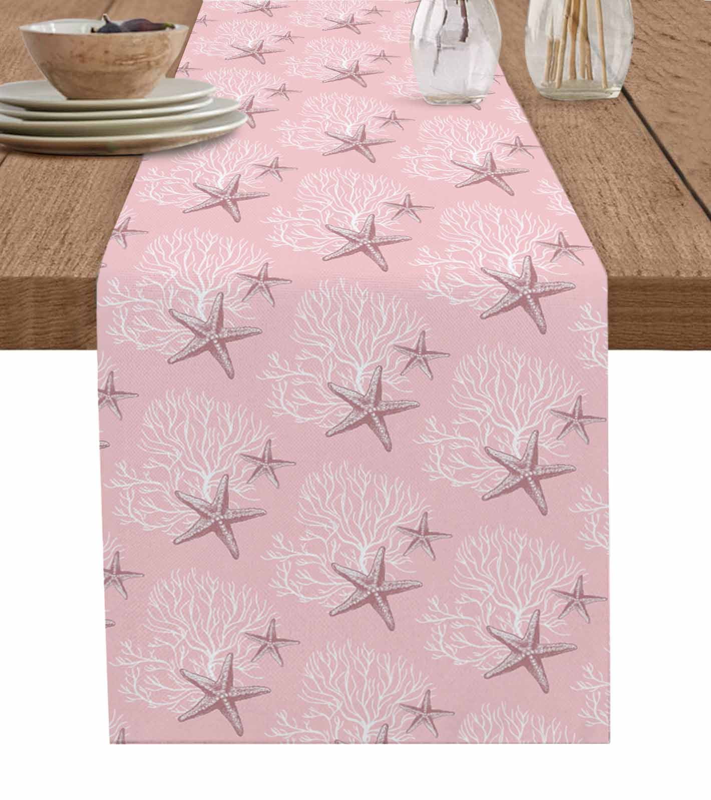 Coral Star Pink Table Runners for Dining Room Coffee Home ration ...