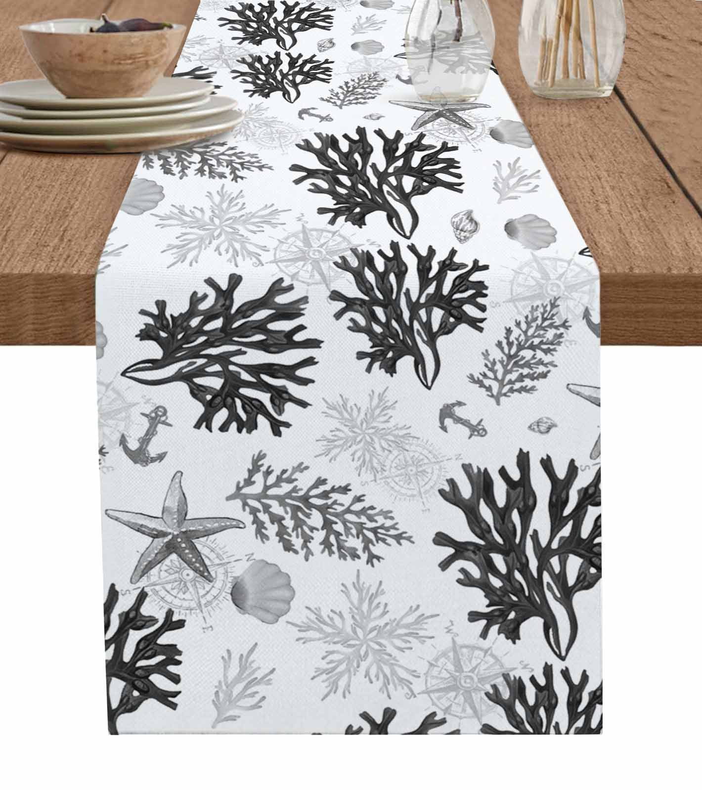 Coral Star Shells Table Runner Wedding Coffee Table Cover r Kitchen ...