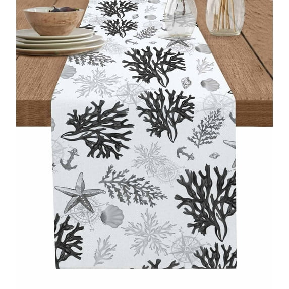 Coral Star Shells Table Runner Wedding Coffee Table Cover r Kitchen ...