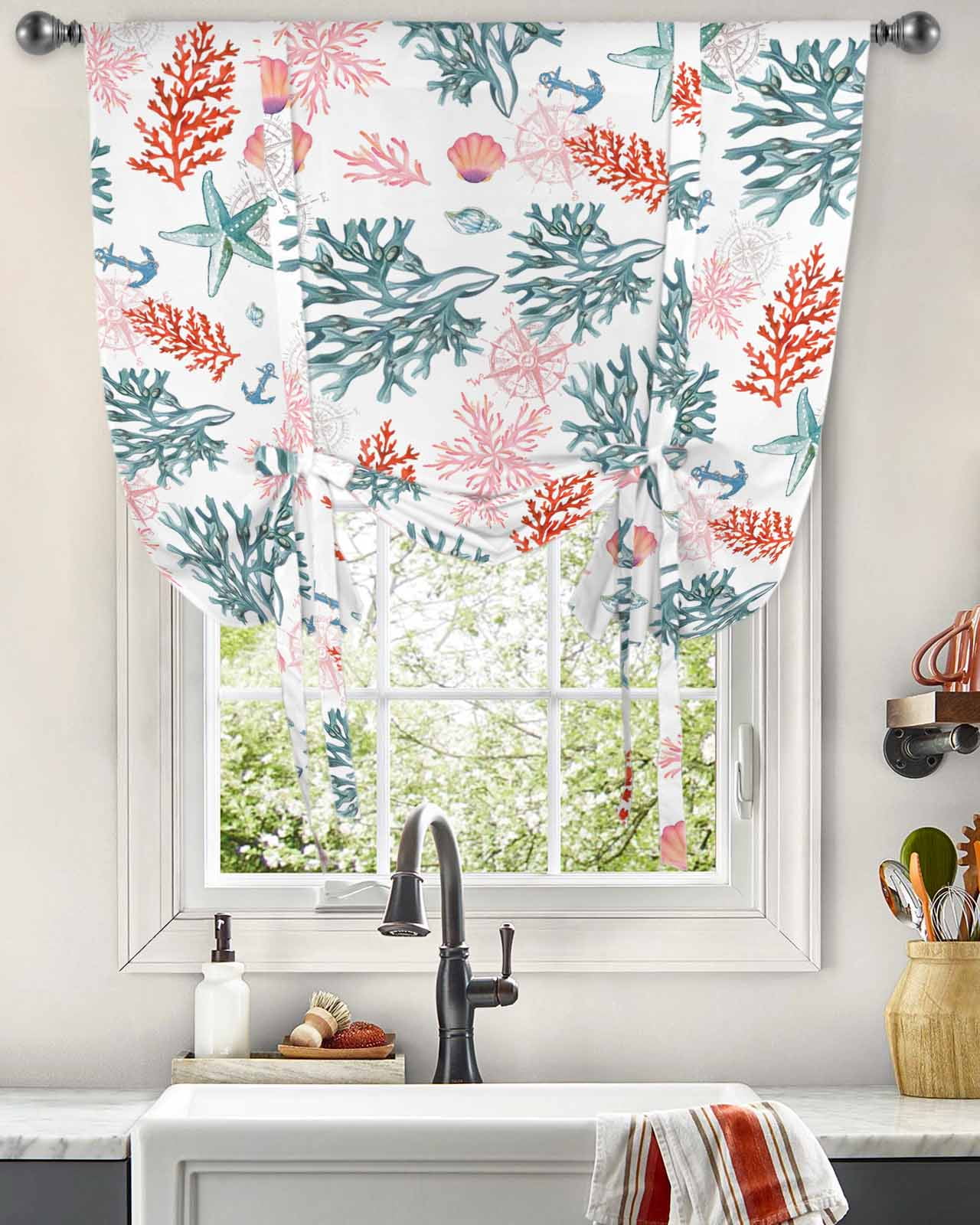Coral StarAnchor Shell Window Curtain for Living Room Home Decor Blinds ...