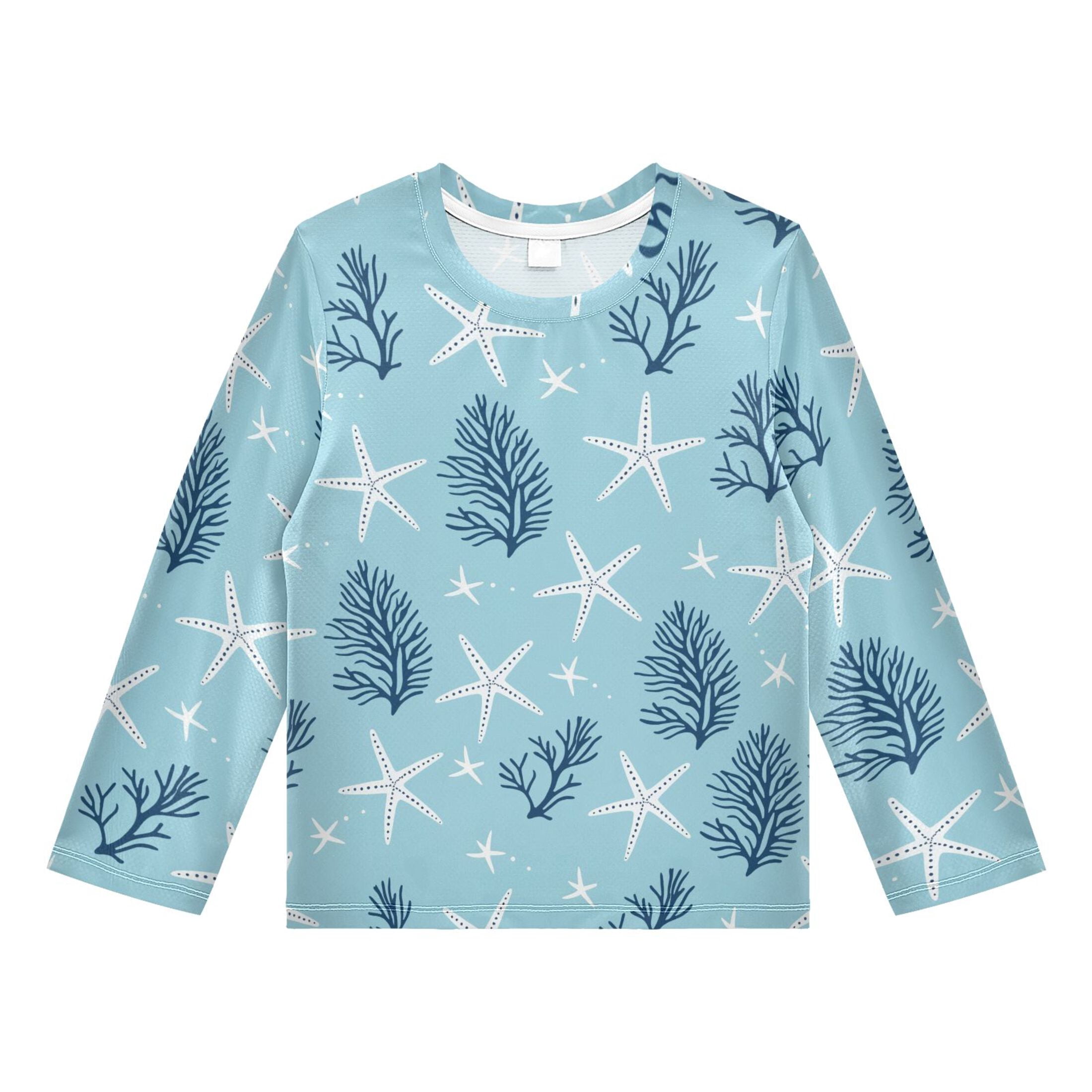 Coral Starfish Boys' Rash Guard Shirts UPF 50 Plus Sun Protection Short ...