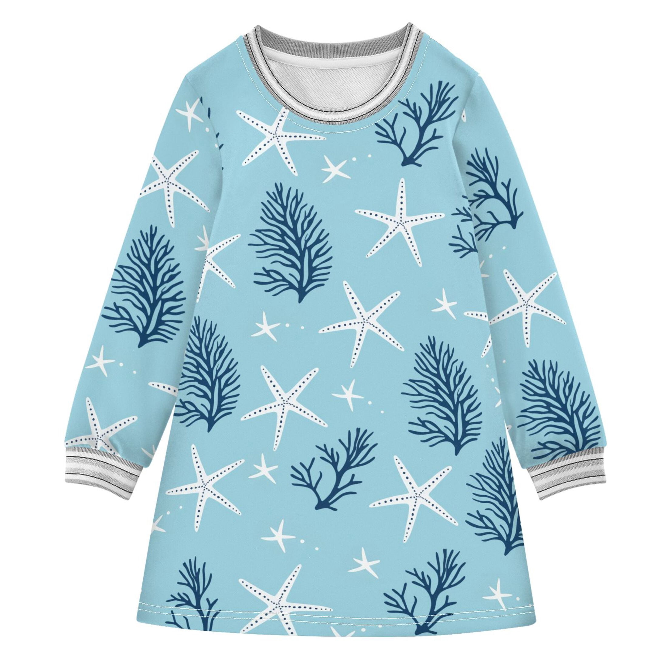 Coral Starfish Girls'long-sleeved dress Thickened A-dress Warm Dress ...