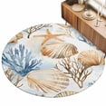 Coral Starfish Shell Area Rugs 3' (Round) Ocean Coastal Floor Rug Non ...