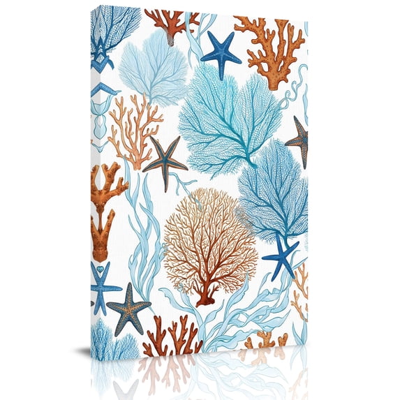 Coral Stars Canvas Wall Art for Living Room, Summer Sea Blue Brown ...