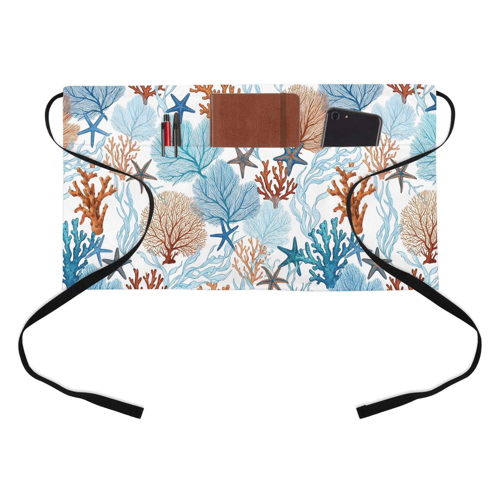 Coral Stars Half Waist Apron Summer Sea Blue Brown Corals Star Short ...